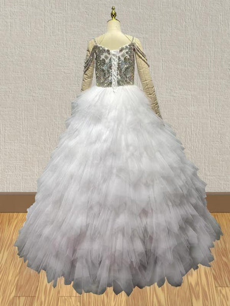 Fast Shipping Little Girls White Stunning Evening Dress ...