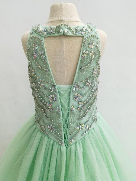 Halter Beaded Bodice Little Girls Prom Pageant Couture ...